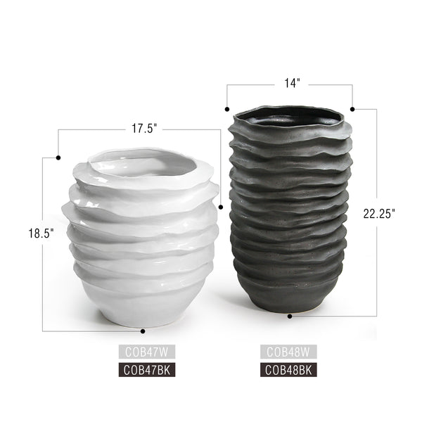 Wavy Disk Ceramic Planter - Galore Home