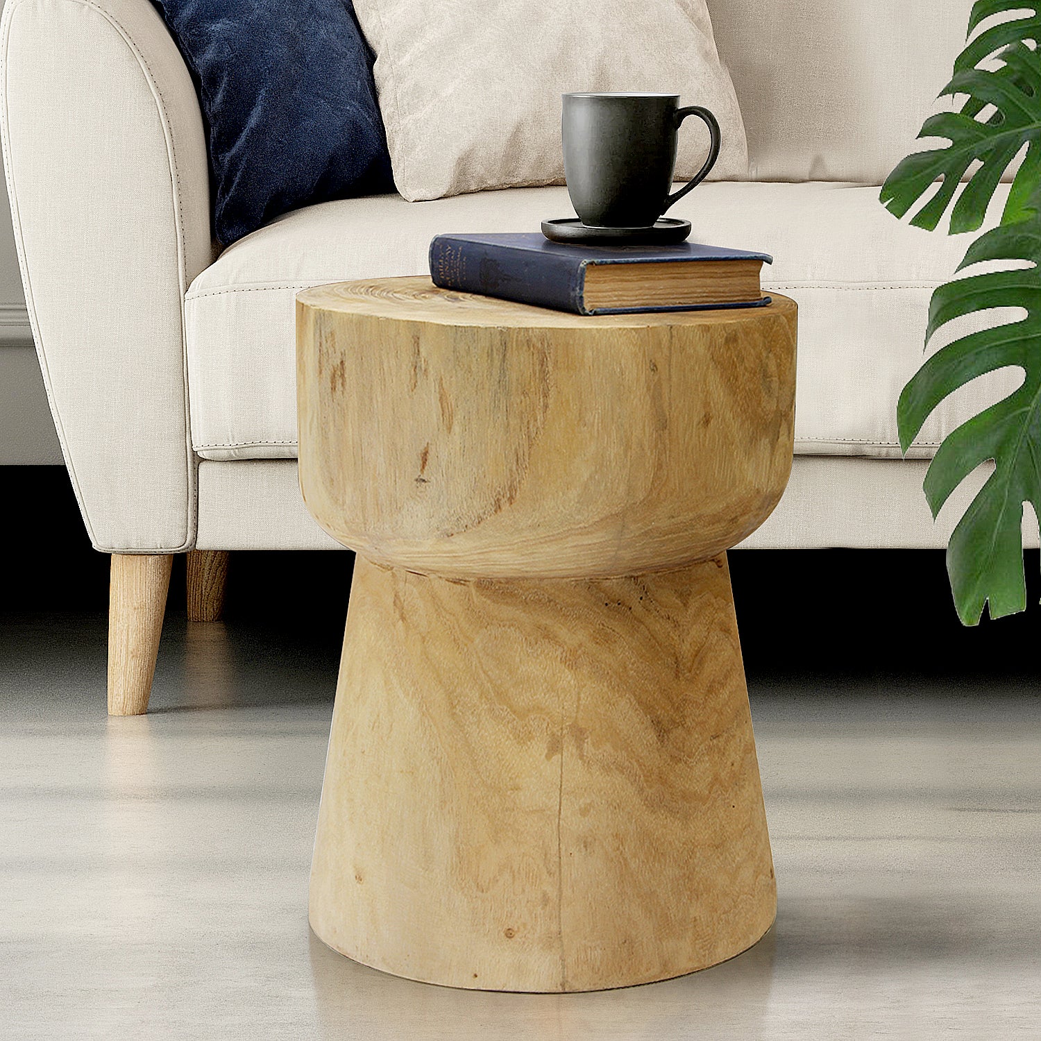 Verve Natural Wood Side Table Display Stand - Galore Home