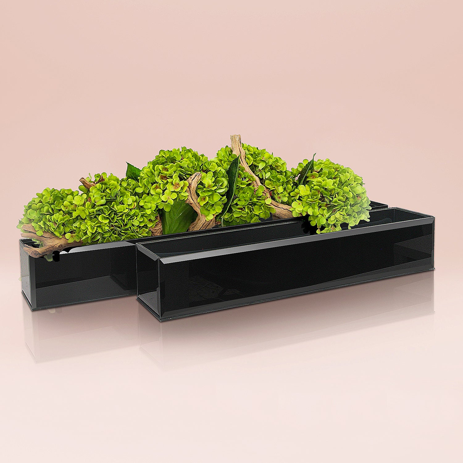 Reversible Black Glass Rectangular Planter - Galore Home