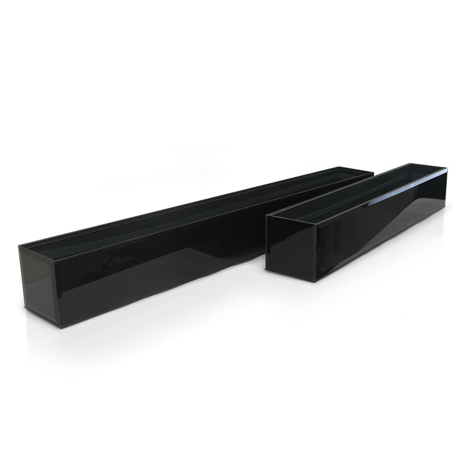 Reversible Black Glass Rectangular Planter - Galore Home