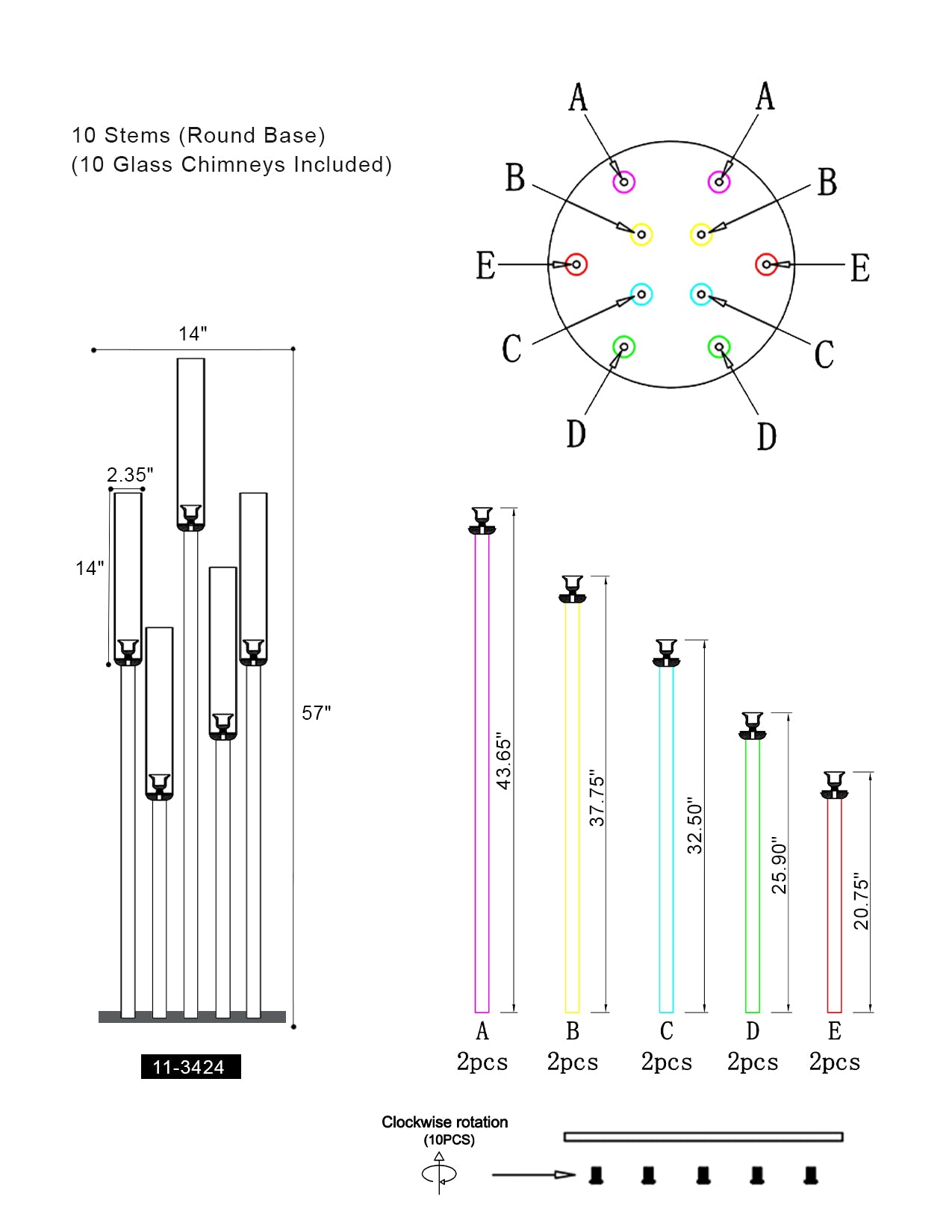 Diamond Glow Acrylic Candelabra Stand - Galore Home