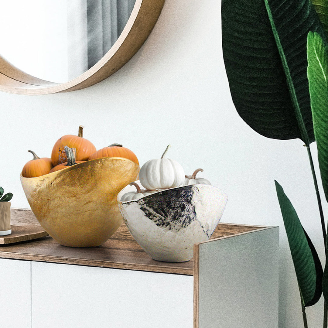 Metal Curved Tabletop Kitchen / Living Room Display Bowl Centerpiece ...