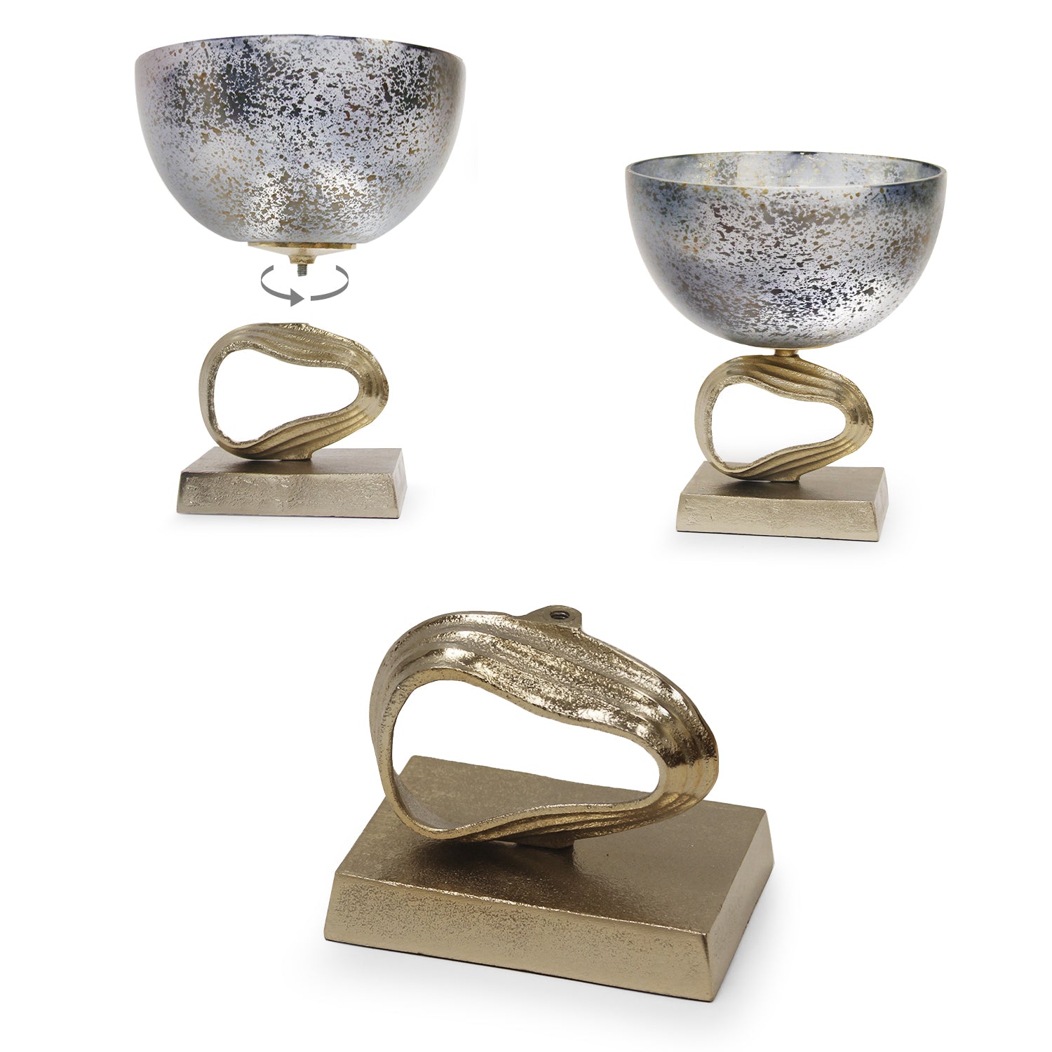 Cosmos Glass Aluminum Centerpiece Bowl - Galore Home