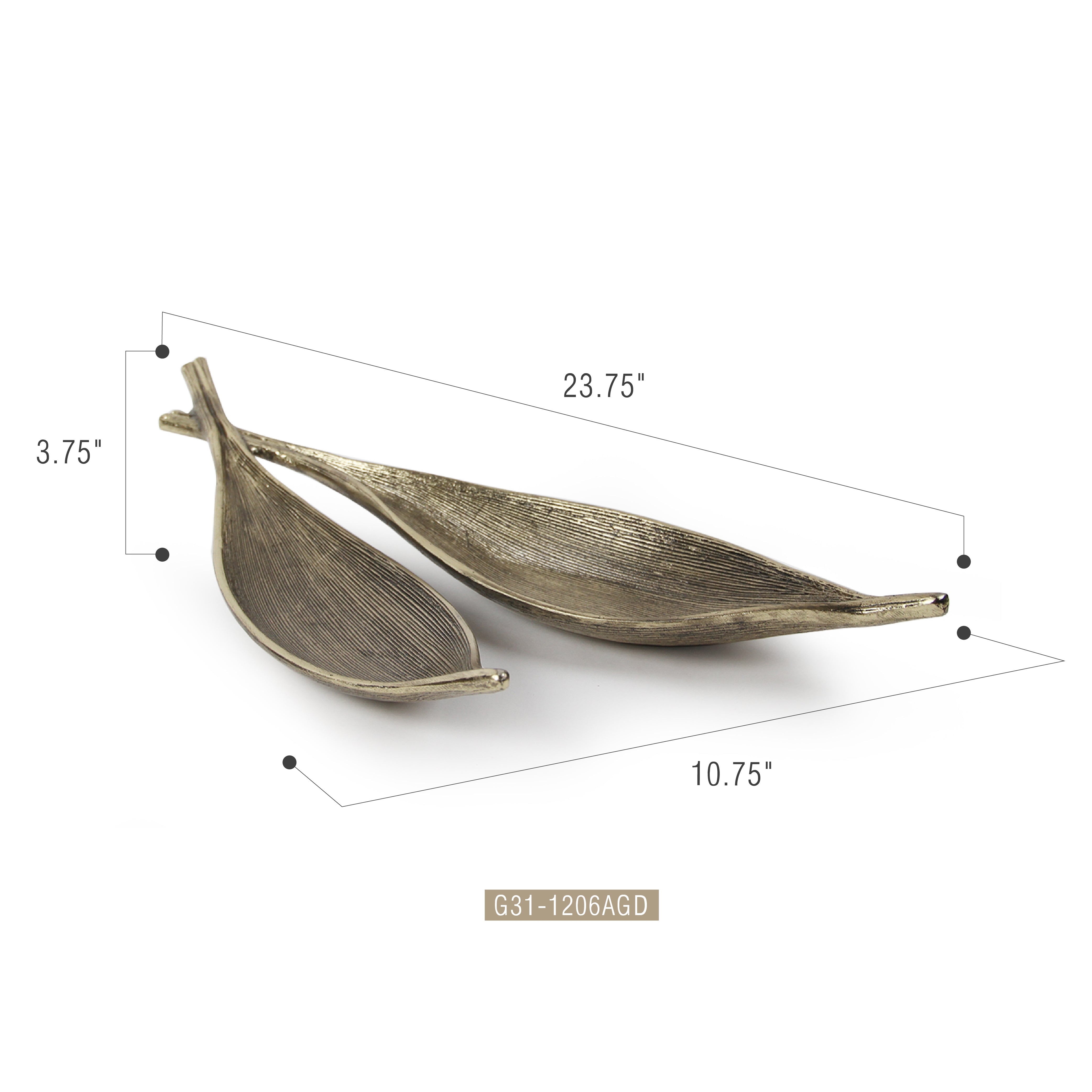 Crossed Canopy Platter | Golden Leaf Accent Tabletop Centerpiece ...