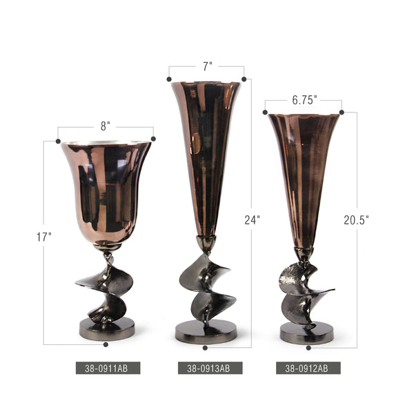 Celeste Trumpet Display Vase with Aluminum Base - Galore Home