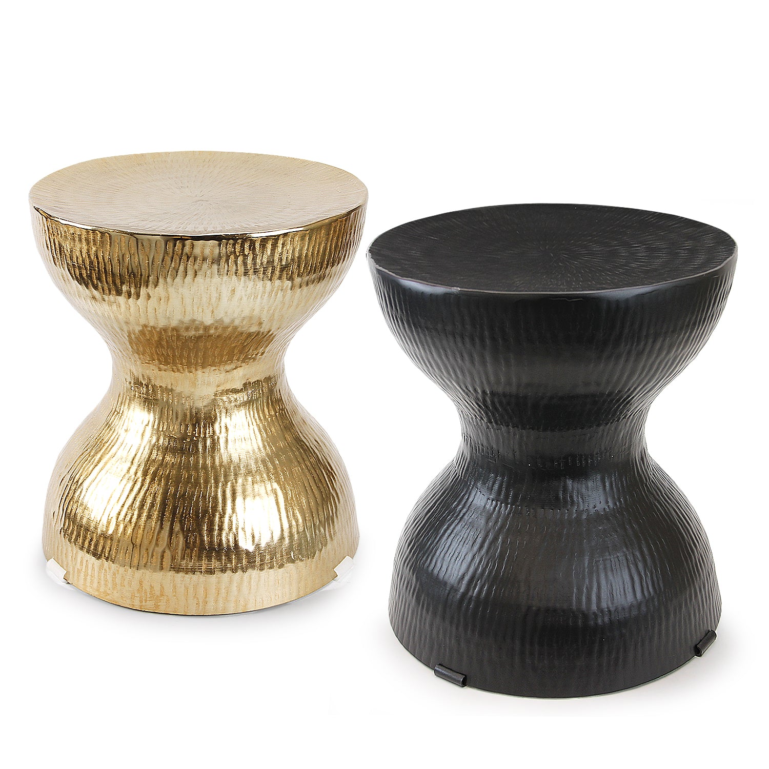 Hammered Aluminum Side Table Black by Galore Home