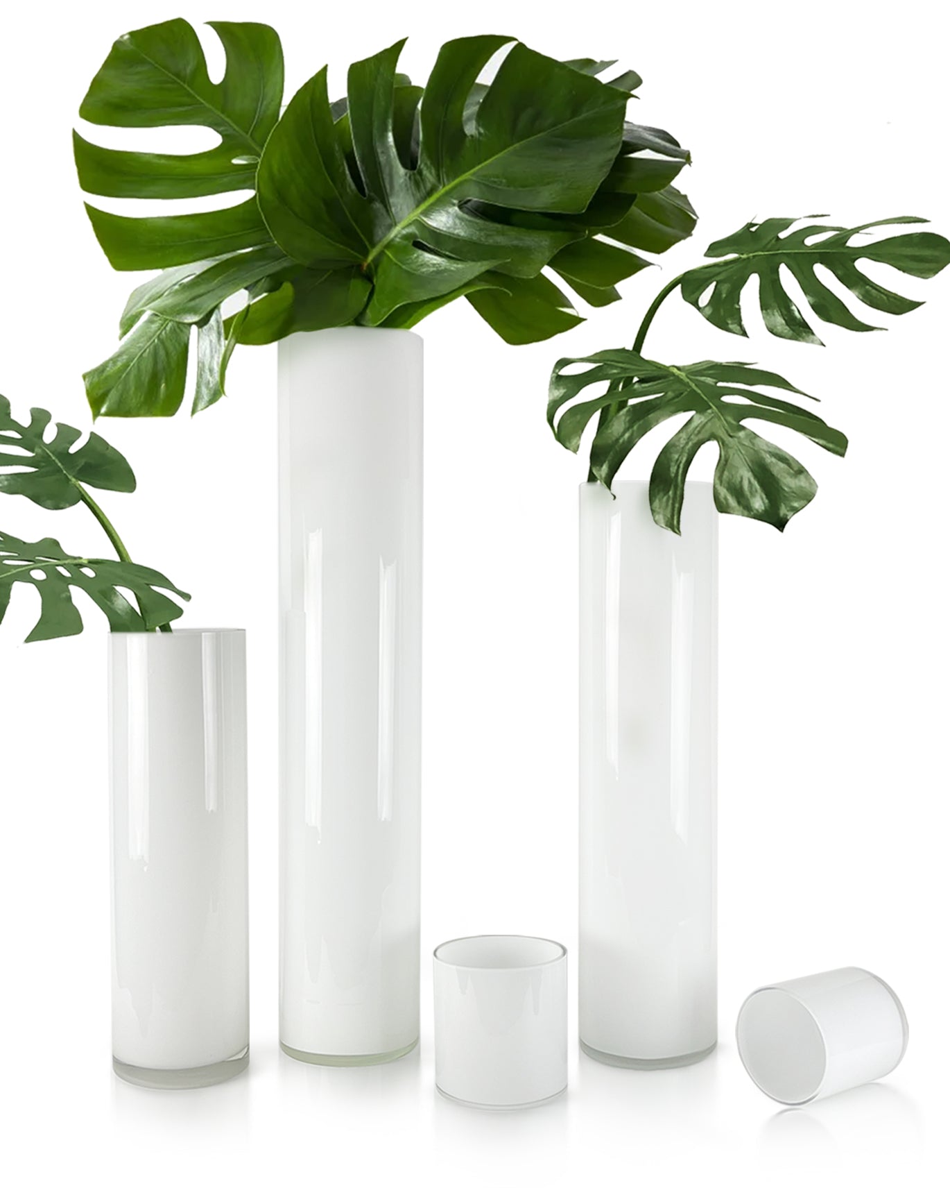 Premium Multi-Layered White Glass Cylinder Vase - Galore Home