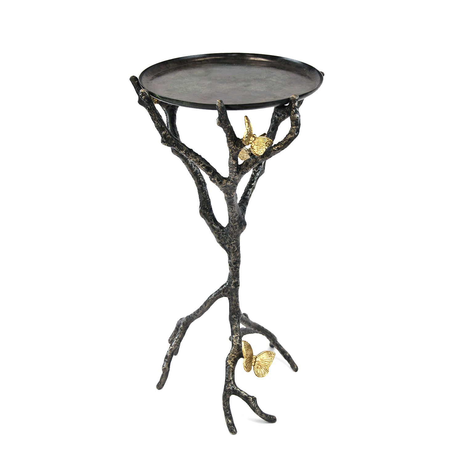 Whimsical Side Table | Metal Top Surface on Branch-Shaped Stand ...