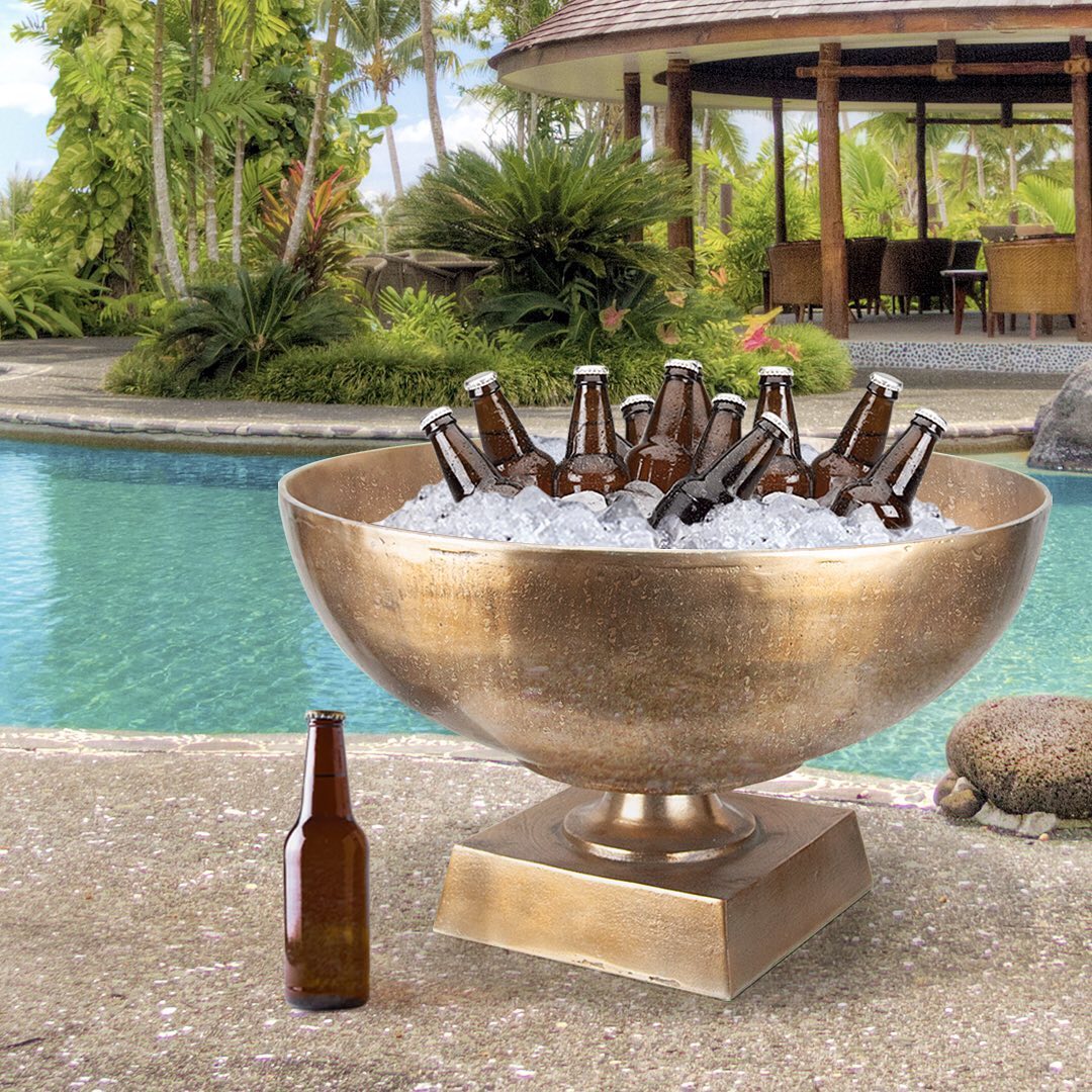 Grand Beverage Tub Centerpiece Bowl | Metal Serving Stand - Galore Home