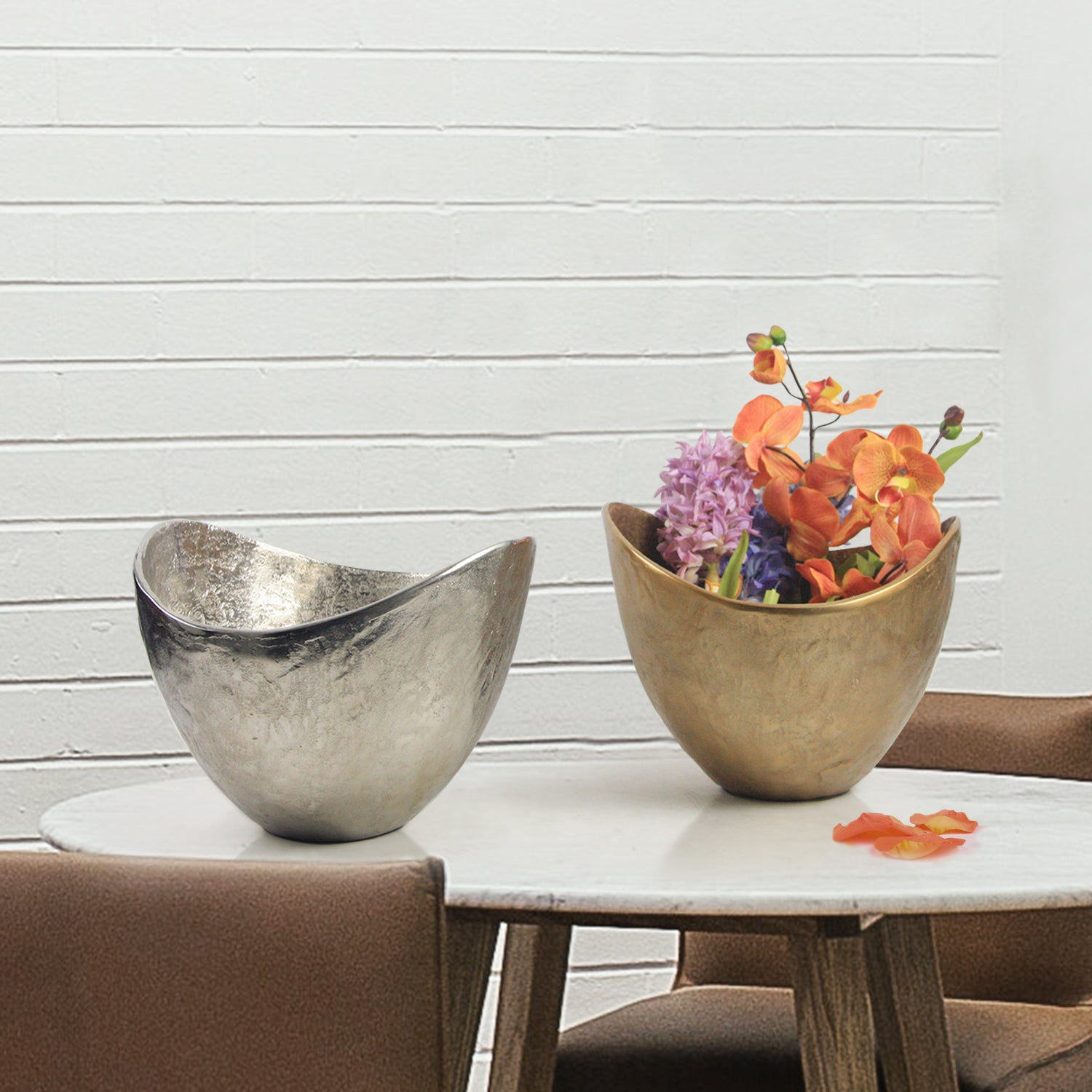 Metal Curved Tabletop Kitchen / Living Room Display Bowl Centerpiece ...