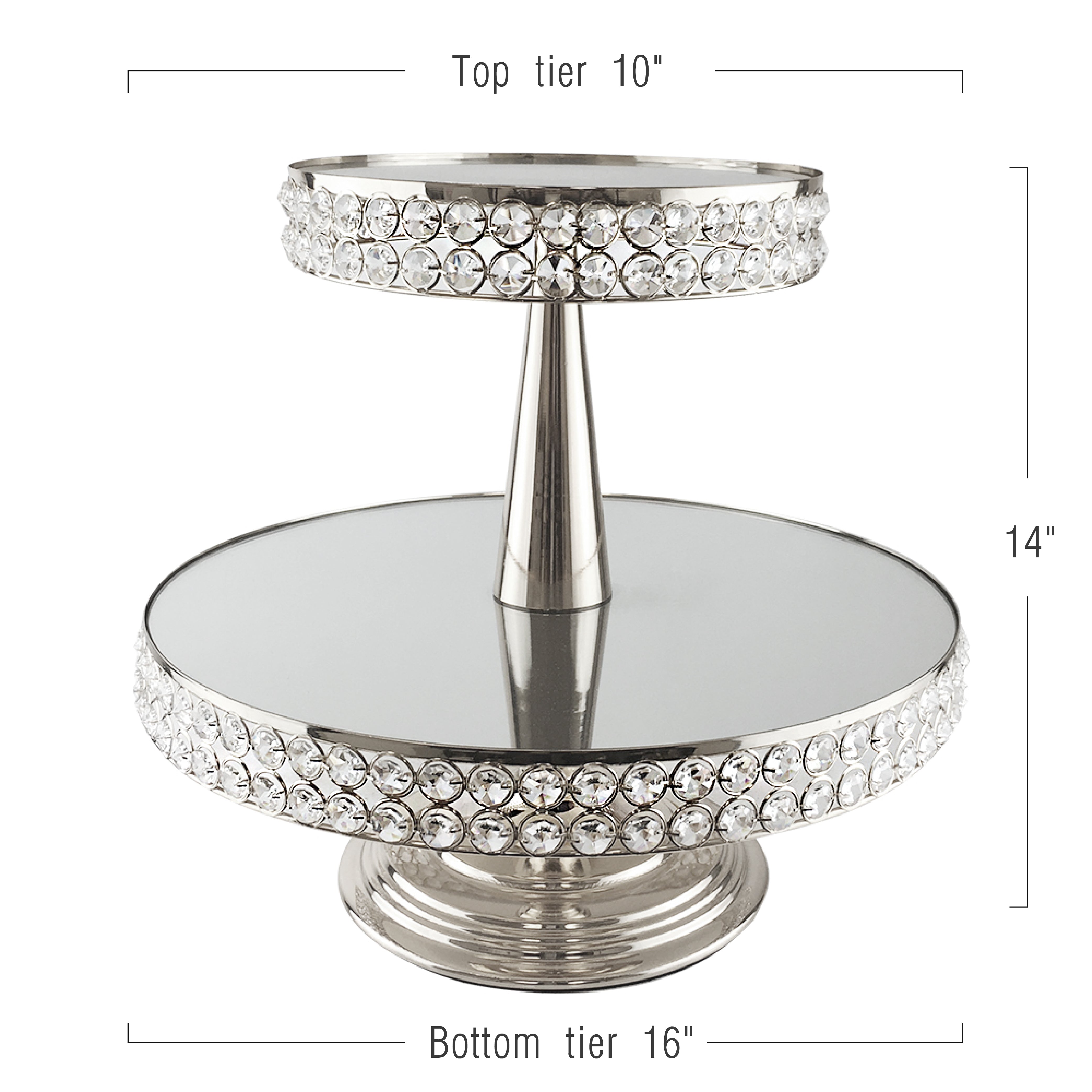 Double Layered Crystal Glass Cake Stand Metal Serving Tray - Galore Home