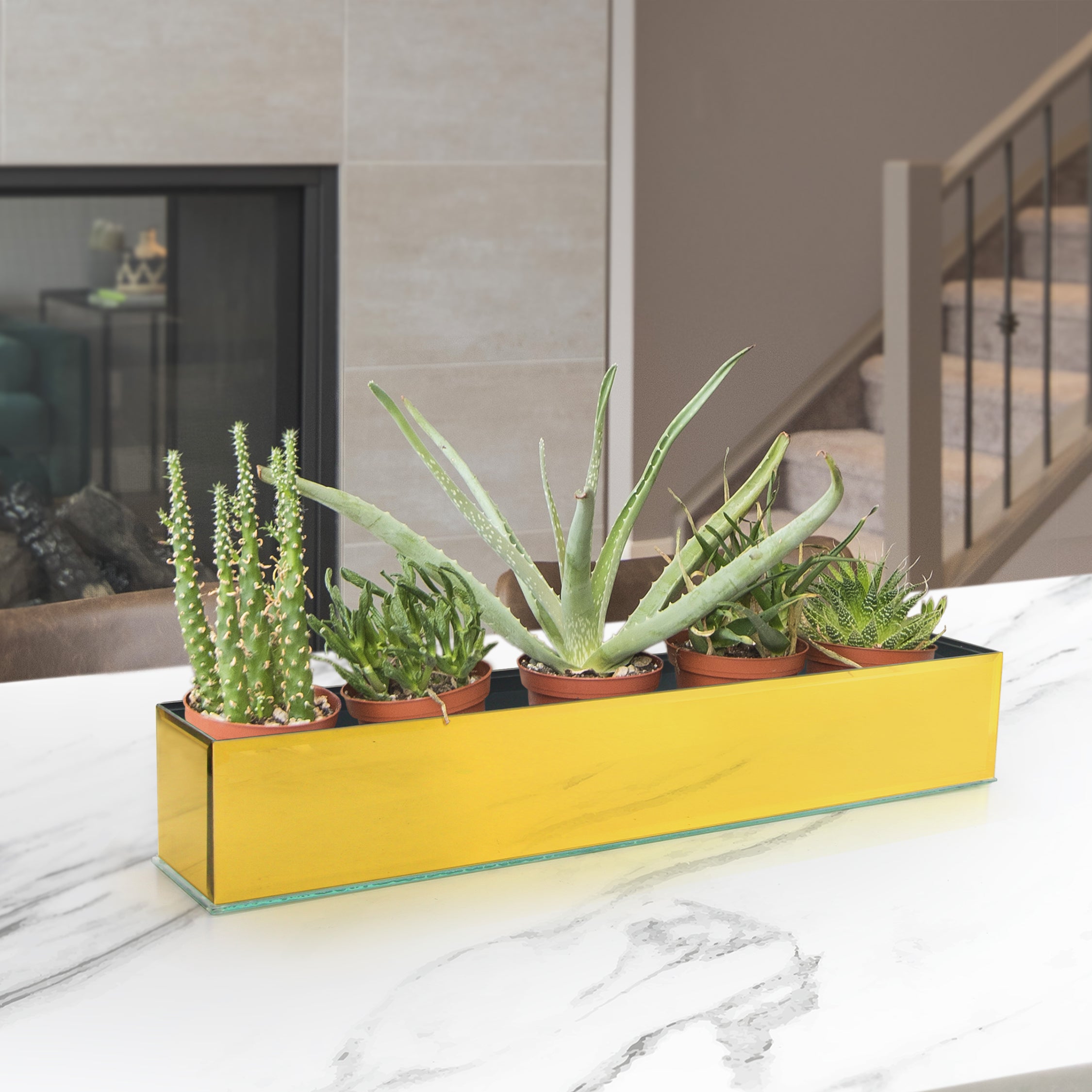 Mirror Glass Rectangle Planter - Galore Home