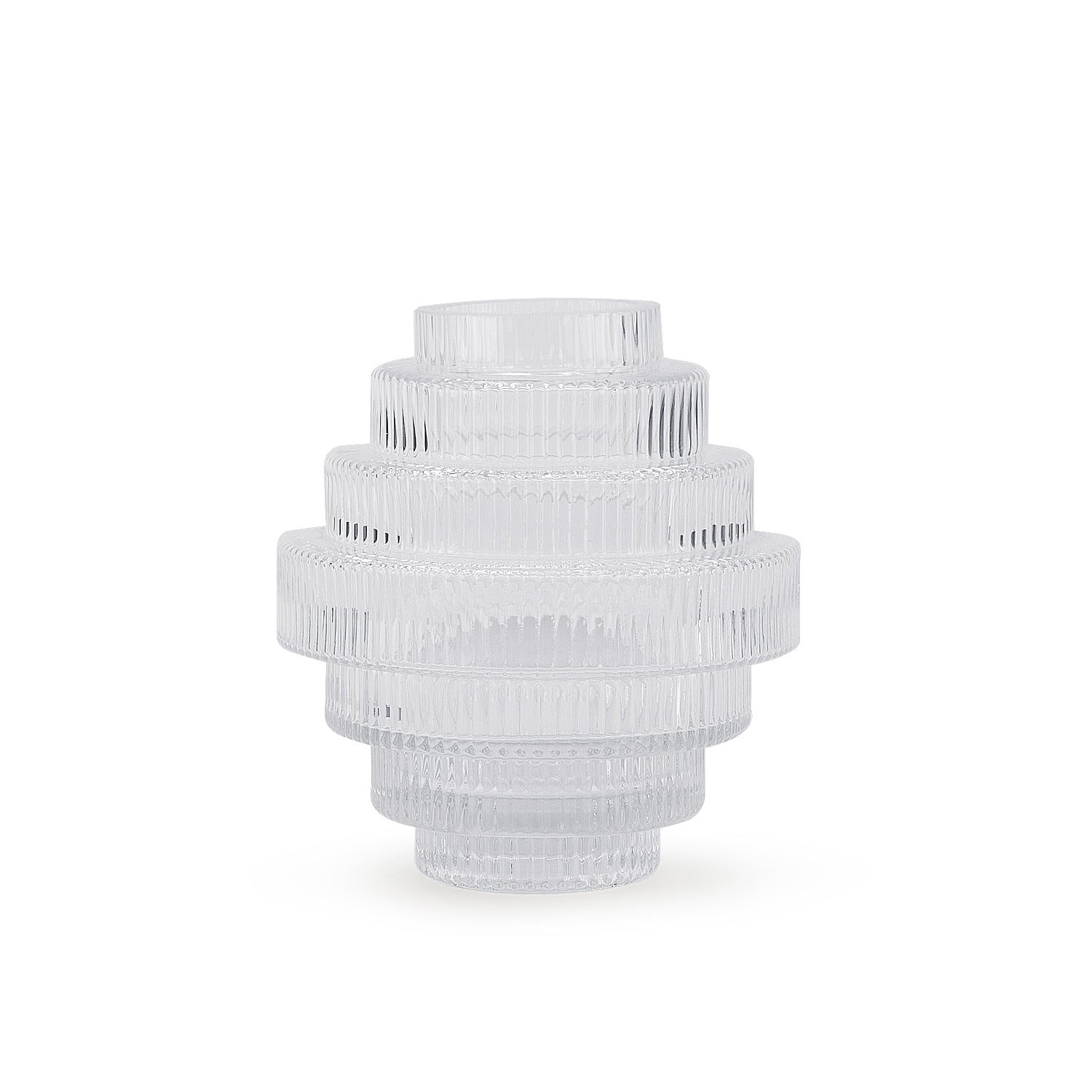 Layered Glass Vase | Decorative Fluted Ribbed Design Home Décor ...