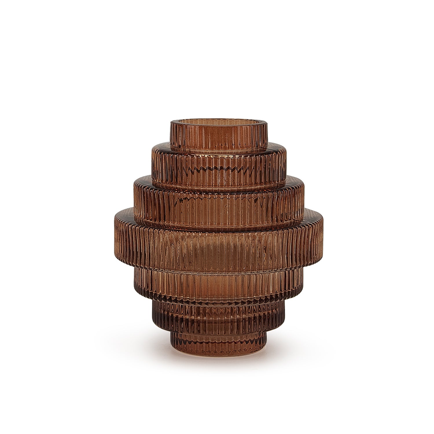 Layered Glass Vase | Decorative Fluted Ribbed Design Home Décor ...