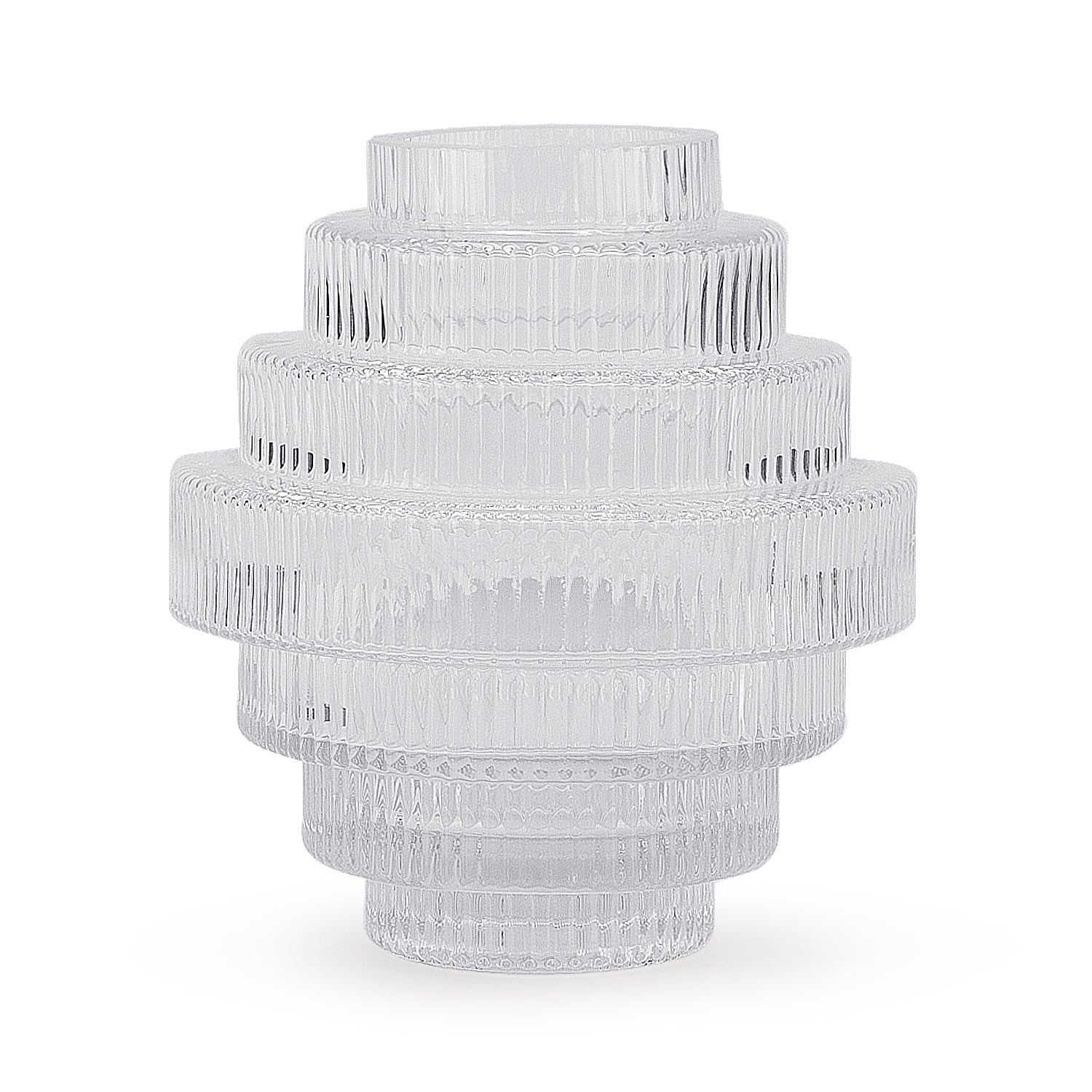 Layered Glass Vase | Decorative Fluted Ribbed Design Home Décor ...