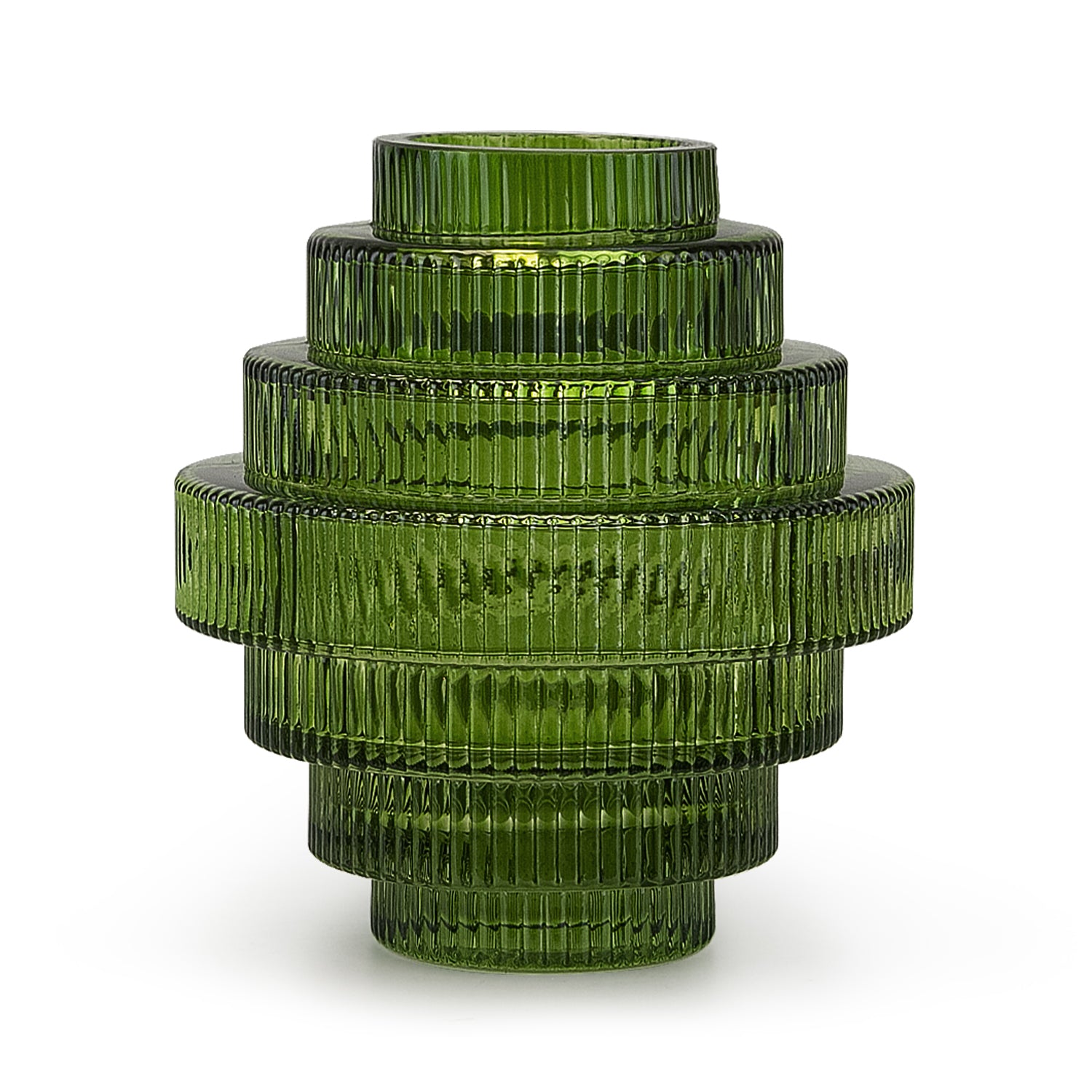 Layered Glass Vase | Decorative Fluted Ribbed Design Home Décor ...