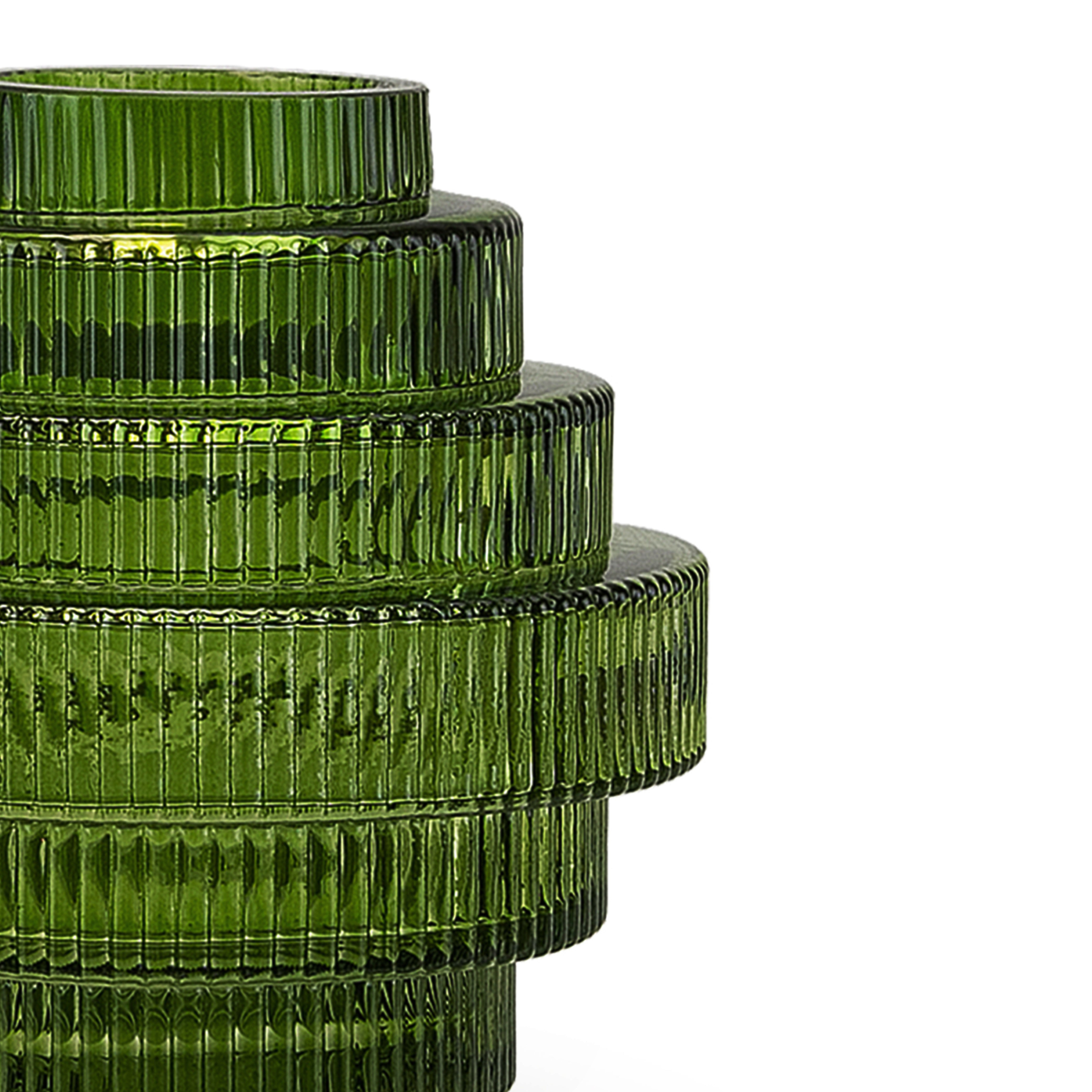 Layered Glass Vase | Decorative Fluted Ribbed Design Home Décor ...