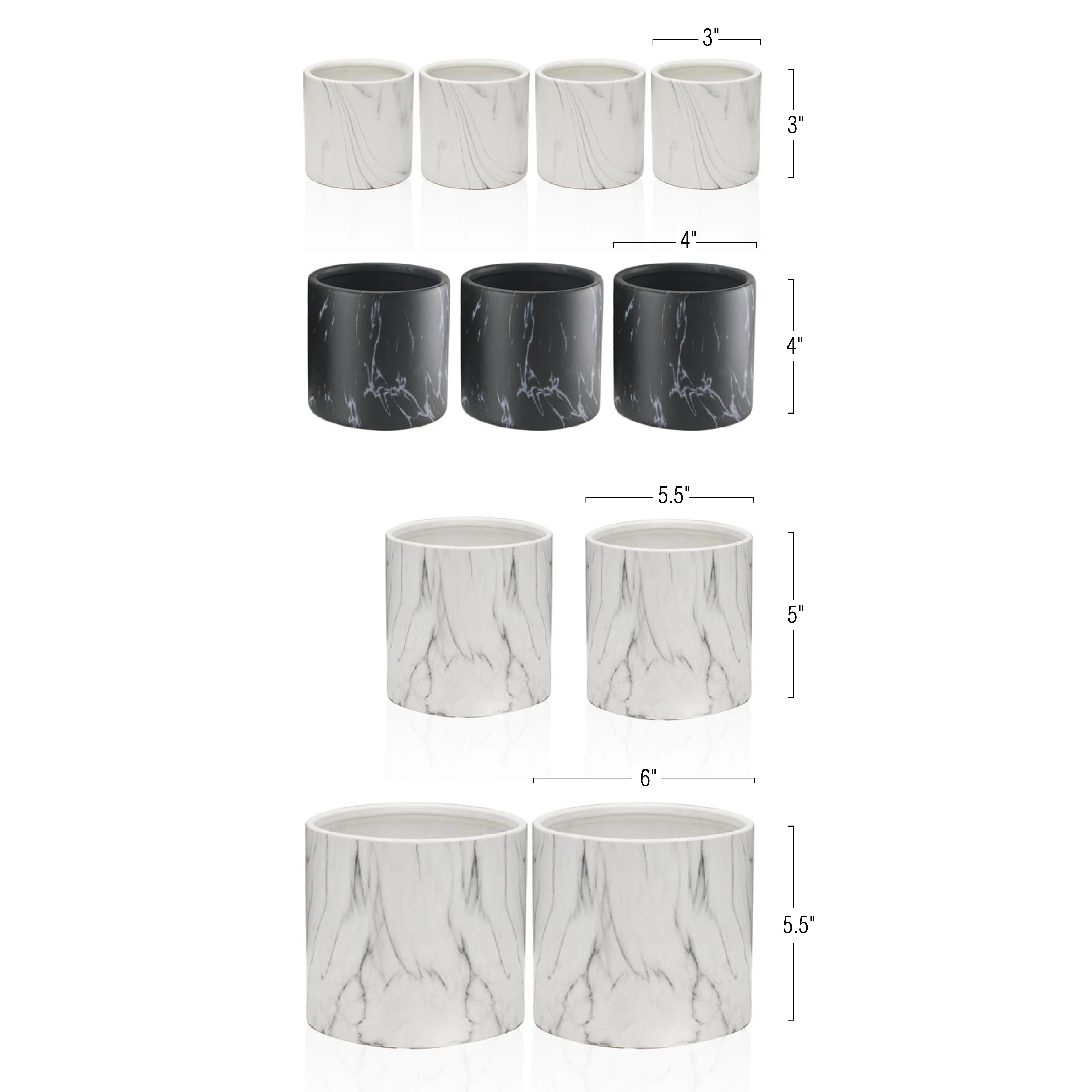 Round Indoor Ceramic Marble Pot - Galore Home