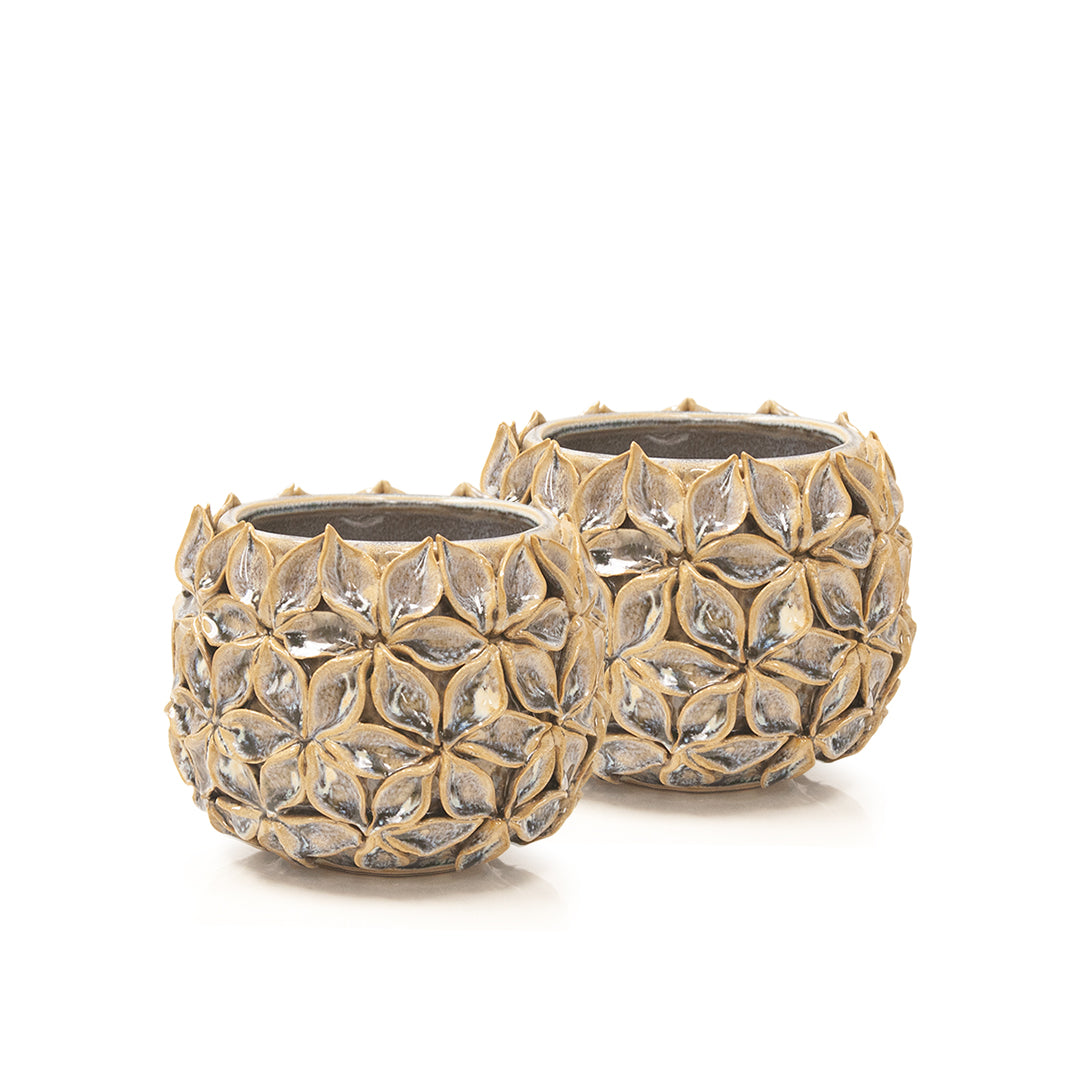 Lotus Ceramic Planter | 3D Sculptural Petal Floral Home Décor - Galore Home